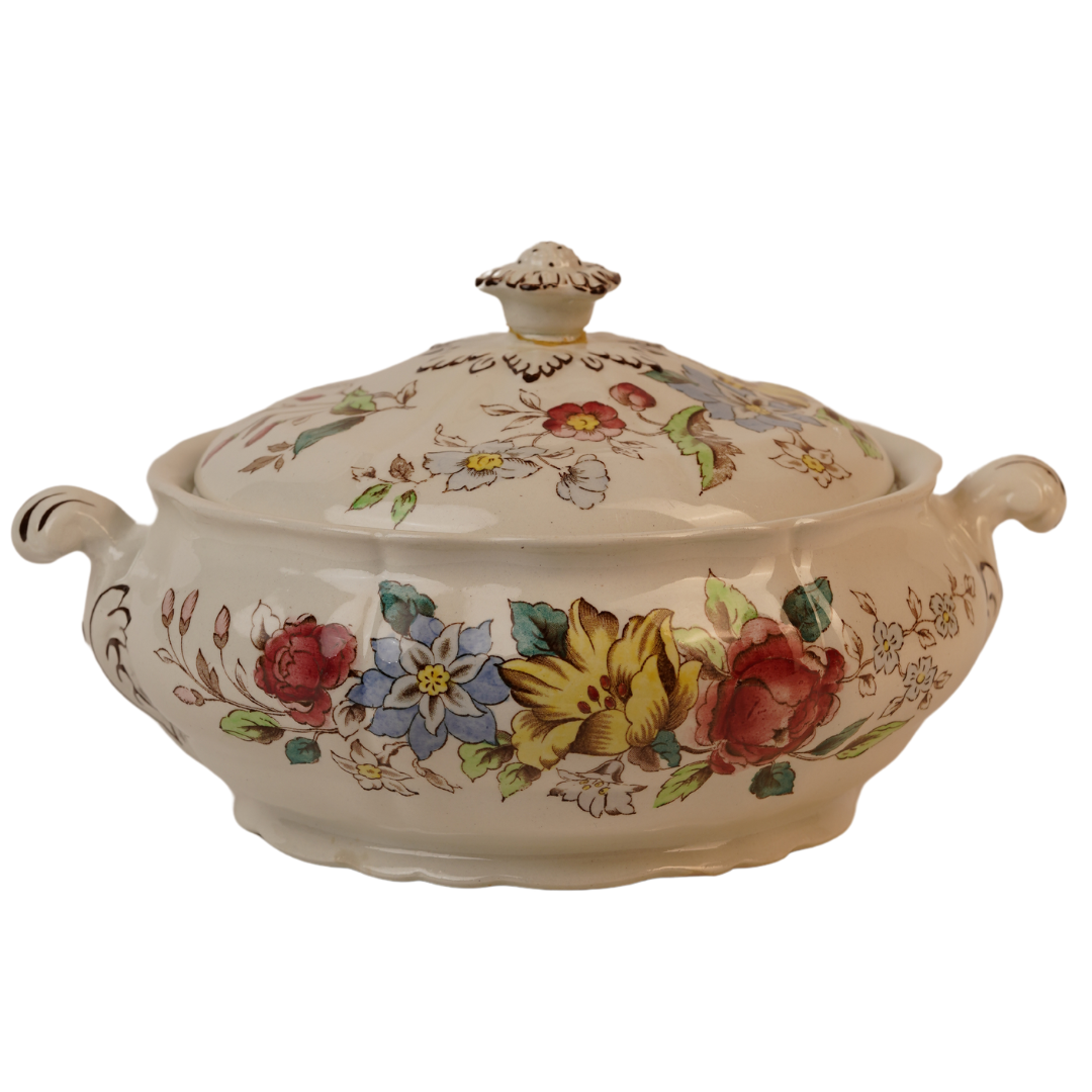Vintage Booths "Flowerpiece" Tureen | English Floral Ceramic with Decorative Handle – Lazy Suzan ...